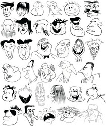 Animal face outline set Royalty Free Vector Image