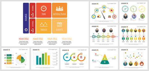 Abstract colorful diagram template set Royalty Free Vector