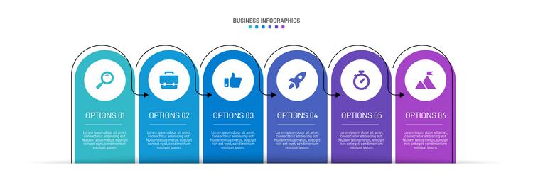 Horizontal progress bar featuring 6 arrow-shaped Vector Image