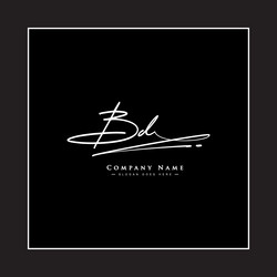 Handwritten signature logo for initial letter bd Vector Image