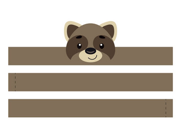 Printable raccoon paper hat party crown die cut Vector Image