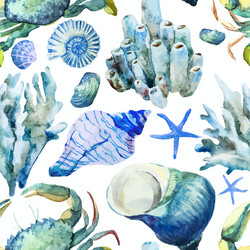 Corals with shells and crabs Royalty Free Vector Image