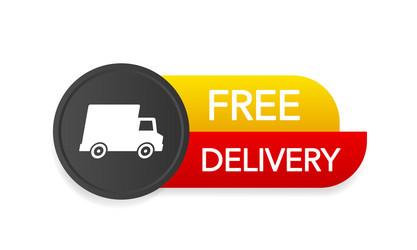 Free delivery service badge fast time Royalty Free Vector
