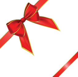 Realistic red bow on white background Royalty Free Vector