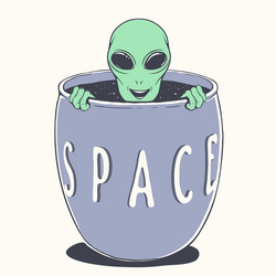 Alien peeps out from hole space Royalty Free Vector Image