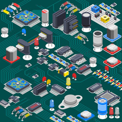 Circuit board icon set Royalty Free Vector Image