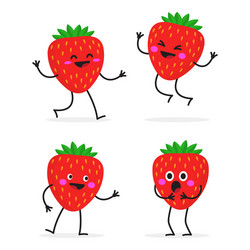 Cute strawberry mascot character Royalty Free Vector Image