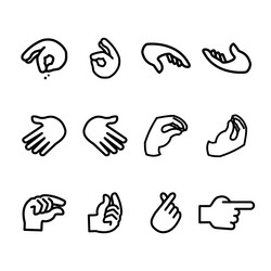 Hand sign pack line style Royalty Free Vector Image