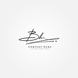 Simple signature logo for alphabet bh Royalty Free Vector