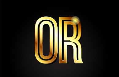 Gold golden alphabet letter or o r logo Royalty Free Vector