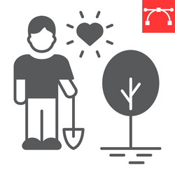 Man planting tree line icon Royalty Free Vector Image
