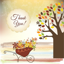 Fall tree thank you card Royalty Free Vector Image