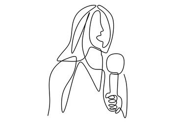 Continuous line drawing of a reporter Royalty Free Vector