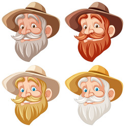 Cartoon farmer old man with beard and hat Vector Image