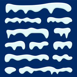 Cartoon snow caps snowdrifts and icicles snowy Vector Image