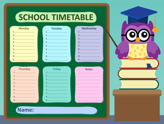 Weekly school timetable subject 7 Royalty Free Vector Image