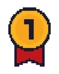 Trophy award pixel art Royalty Free Vector Image