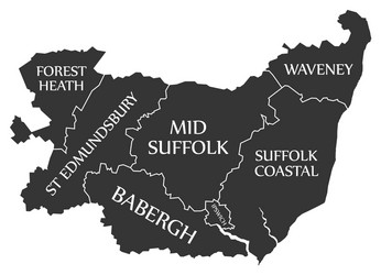 Suffolk england map with states and modern round Vector Image