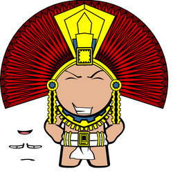 Funny ashamed aztec kid mexican god cartoon set Vector Image