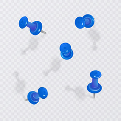 Set color push pins with shadow realistic Vector Image