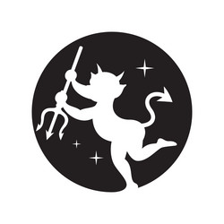 Imp with trident cartoon Royalty Free Vector Image