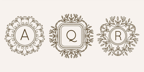 Natural logo with unique emblem line art style Vector Image