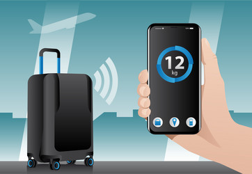 Smart baggage with wireless control Royalty Free Vector