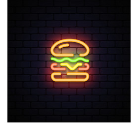Cheeseburger neon sign poster Royalty Free Vector Image