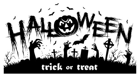 Halloween black and white poster Royalty Free Vector Image