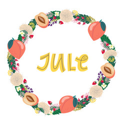 Hand drawing lettering month june in a wreath Vector Image