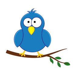 Funny cartoon blue bird Royalty Free Vector Image