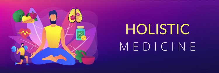 Holistic medicine concept banner header Royalty Free Vector