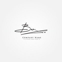 Bw handwritten signature logo - logo template Vector Image
