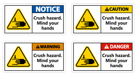 Warning crush hazard mind your hands sign Vector Image