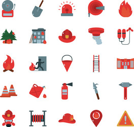 Fire and emergency flat style icon set Royalty Free Vector