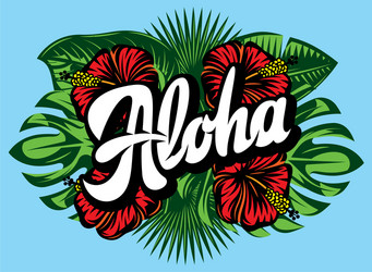 Color with aloha lettering Royalty Free Vector Image