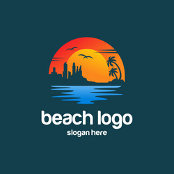 Vintage coastal beach logo design Royalty Free Vector Image