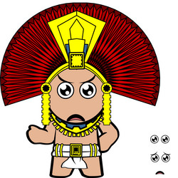 Funny ashamed aztec kid mexican god cartoon set Vector Image