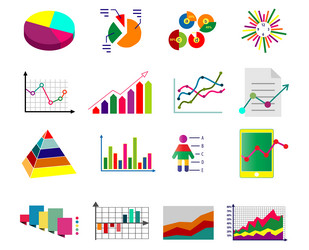 Colorful diagram and chart icons Royalty Free Vector Image