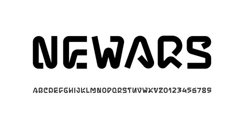 Technical font digital cyber alphabet Royalty Free Vector