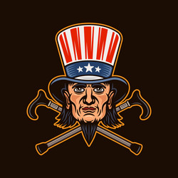 Uncle sam head man in cylinder hat Royalty Free Vector Image