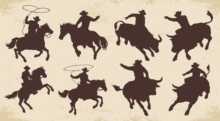Traditional rodeo monochrome set posters Vector Image