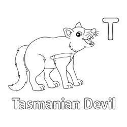 Tazmanian devil tracing letter abc coloring page t