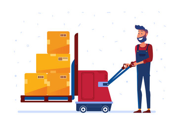 Cartoon happy warehouse worker mascot Royalty Free Vector