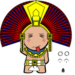 Funny ashamed aztec kid mexican god cartoon set Vector Image