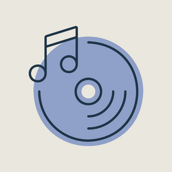 Disc and music note isolated icon sign Royalty Free Vector