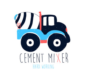 Hand drawing digger print design with slogan Vector Image