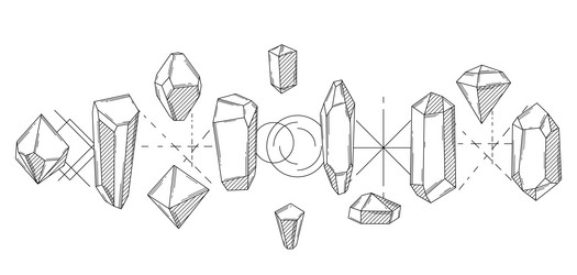 Crystal line numbers set monochrome Royalty Free Vector
