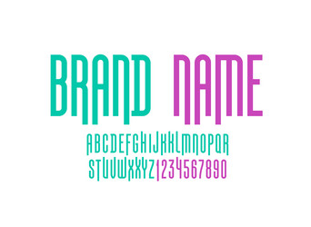 Condensed long font narrow stretched alphabet Vector Image