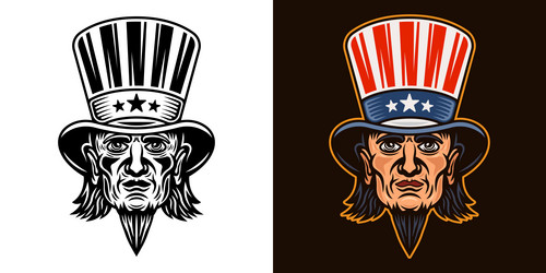 Uncle sam head man in cylinder hat with Royalty Free Vector